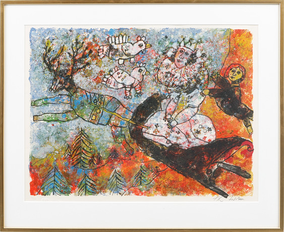 THEO TOBIASSE. " HC Andersen, La Reine des Neiges", color lithograph ...