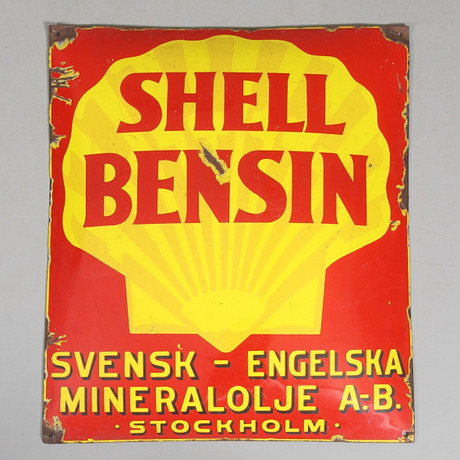 EMALJSKYLT, "Shell Bensin - Svensk - Engelska Miniraloje AB, Stockholm ...