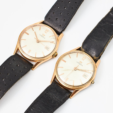 LEMANIA, wristwatch, 2 pcs, gold on steel, 1950s/60s. Clocks & Watches ...