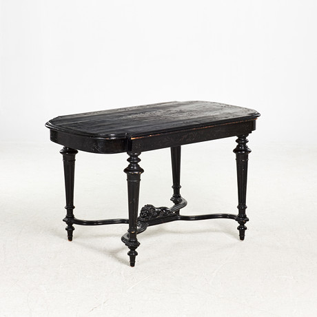SIDE TABLE, late 19th century, Neo-Renaissance, with carved lion on leg ...