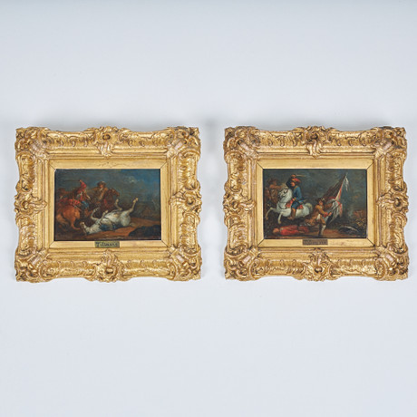 PETER TILLEMANS (1684-1734). PAIR OF PAINTINGS, battle scenes, oil on ...
