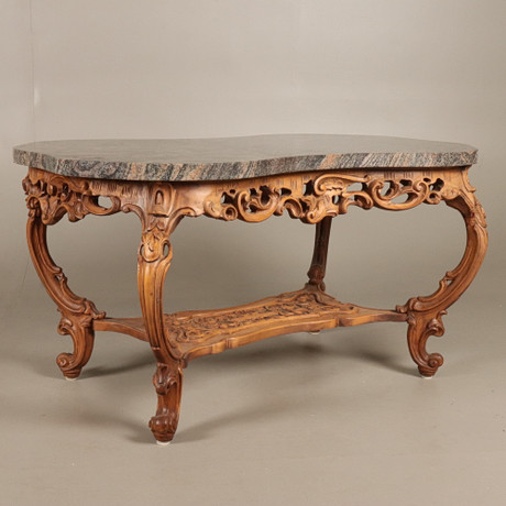 COFFEE TABLE, granite, wood, rococo style. Furniture - Tables - Auctionet