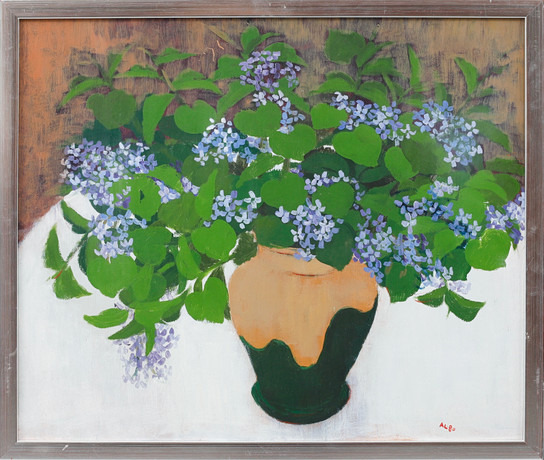 ANDERS LINDGREN. "Lilacs", oil on Board, monogram signed AL and dated ...