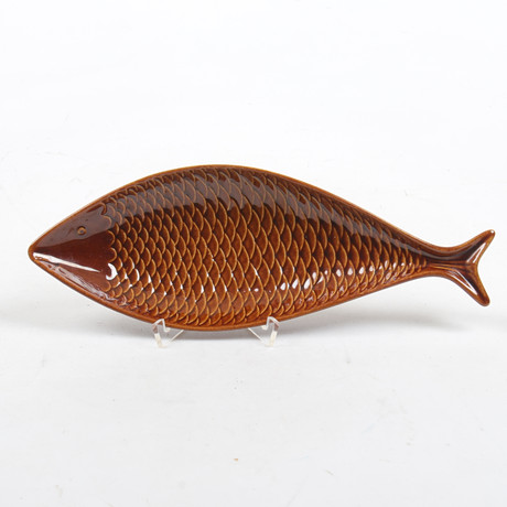 STIG LINDBERG. Fat i form av fisk, glaserat stengods, Gustavsberg ...