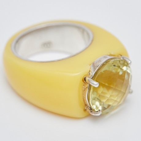 Ring, Corian, 925 silver, lemon citrine, handmade. Jewellery ...