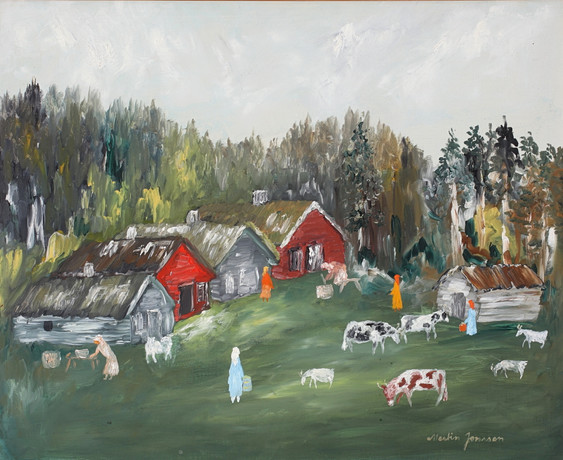 MARTIN JONSSON. Fäbolif, oil on Board, signed. Art - Paintings - Auctionet