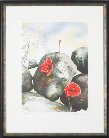 NILS ERIC JOHANSSON. Poppy, color lithograph, signed and numbered 148/ ...