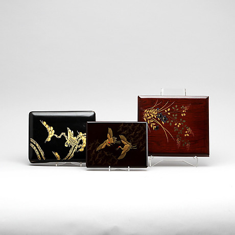 BOXES, 3 pcs, lacquer work, Japan, 1900s / 2000s. Asiatica - Auctionet