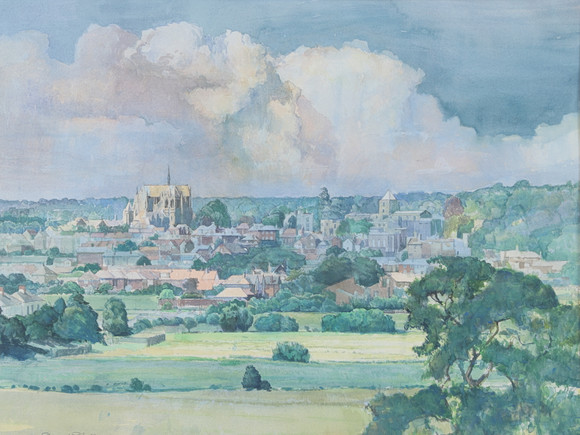 RICHARD P. COOK. Akvarell, stadsvy, signerad. Konst - Måleri - Auctionet