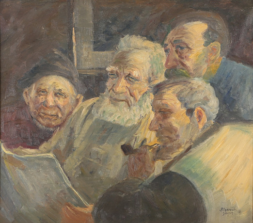 EMIL JANUS WEINREICH. Old men reading, oil on canvas, signed J ...