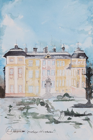 LEILA LAGRÉN (LEILA VAN DYKE). WATERCOLOR, "Ericsberg's castle and the ...