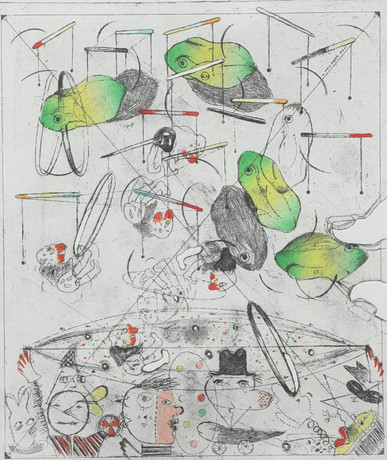 GEORGE KRALLIS. Color etching, "Hoppla", signed, numbered 39/40. Art ...