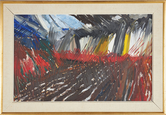 STIG CLAESSON. "Åskväder", olja på duk, signerad och daterad -57. Konst ...