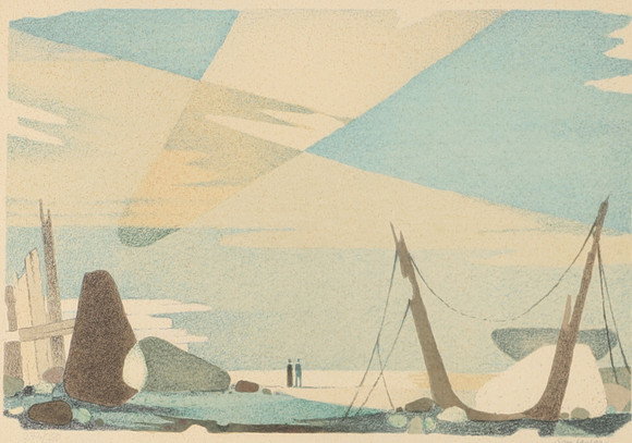 SVEN JONSON. Strandparti, färglitografi, signerad. Konst - Grafik ...