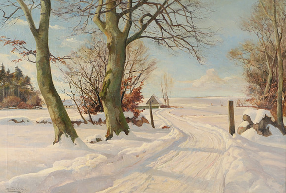 HARALD PRYN. Väg i vinterlandskap, olja på duk, signerad. Konst - Måleri - Auctionet
