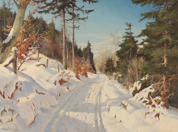 HARALD PRYN. Väg i vinterlandskap, olja på duk, signerad. Konst - Måleri - Auctionet