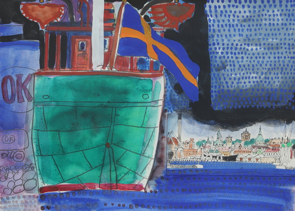 SIGNAR N. BENGTSSON. Mixed media, "Thoughts on the way into Karlshamn ...