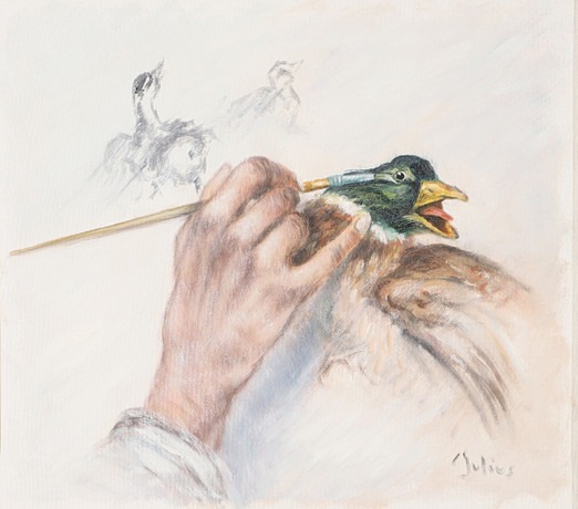 CARL JULIUS. The artist's hand, oil on canvas., signed C. Julius. Art ...