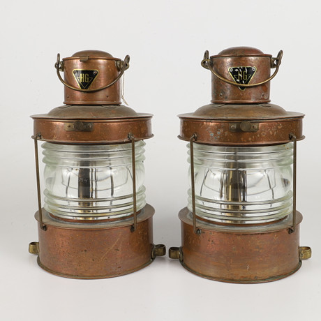 LANTERNOR, 1 par, koppar/glas, 1900-tal. Samlarföremål - Teknika ...