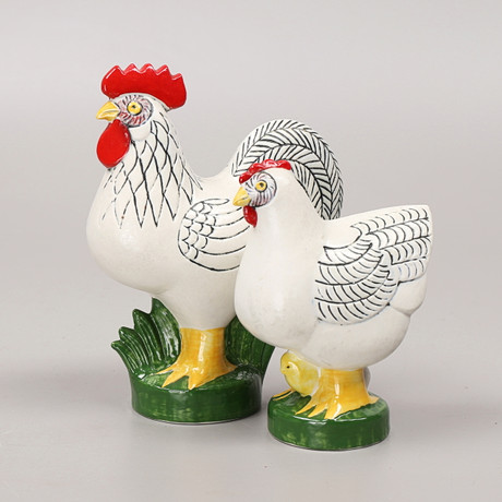 LISA LARSON. Figurer, 2 stk, Hane og høne, stentøj, Keramikstudion ...