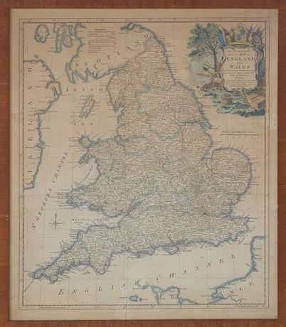 MAP, of England and Wales, 1777, possibly later deduction, cartouche ...