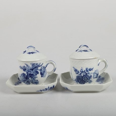 CREAM CUPS WITH DISHES, 2 pieces, "Blue flower", porcelain, Royal ...