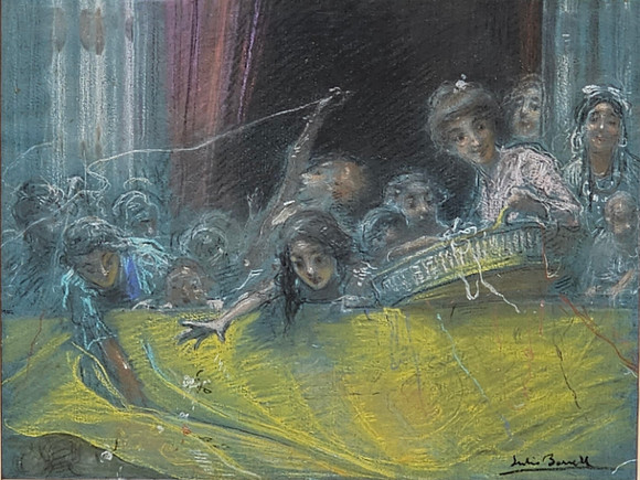 JULIO BORRELL PLA. CAKE. PARTY ON THE BALCONY. Art - Paintings - Auctionet