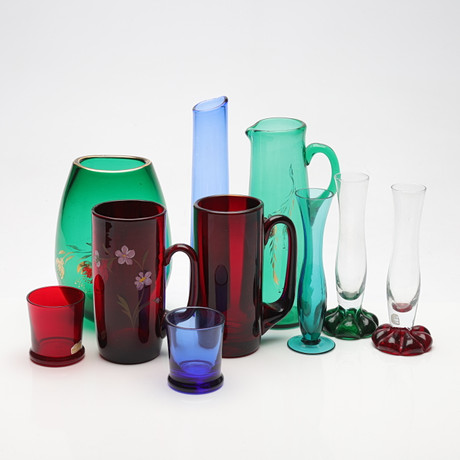 GLASS OBJECTS, 10 pcs, mostly Reijmyre, 20th century. Glass - Utility ...