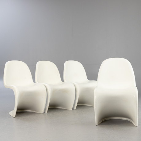 VERNER PANTON. Vitra. 4 'Panton' chairs, white. Furniture - Armchairs ...