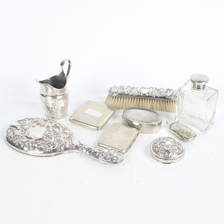 SILVER AND PLATED WARE TO INCLUDE A GEORGE III SILVER CREAM JUG. Silver ...