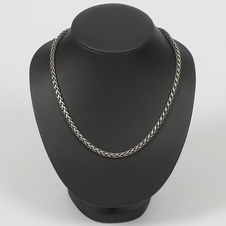 (V50) COLLIER, Sterling silver, flätad länk, 1900-talets sista kvartal. Smycken & Ädelstenar ...