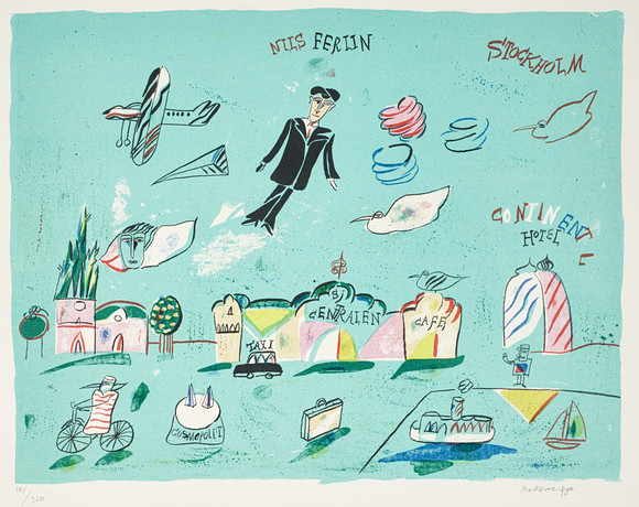 MADELEINE PYK. "Nils Ferlin", signed Madeleine Pyk, ed. 101/250, color ...