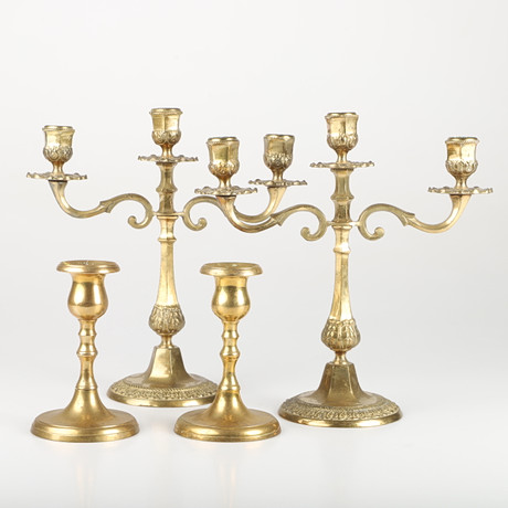 LJUSSTAKAR, 2 par, mässing, 1900-tal. Silver & Metall - Tenn, Mässing ...