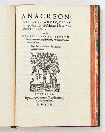 POEMS BY ANACREON, Odae (graece), Paris 1556. Books, Maps & Manuscripts ...