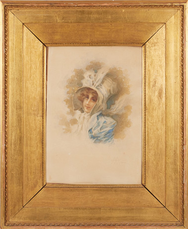ANGELO ACHINI (1850-1930): Portrait of girl, signed A Anchini ...