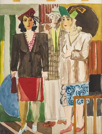 CHARLES PORTIN. "Friends", signed Portin, watercolor. Art - Paintings ...