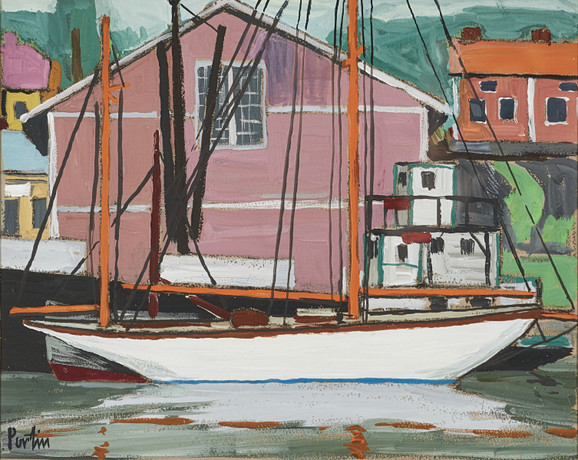 CHARLES PORTIN. "Mälarvarvet", signerad Portin, gouache. Konst - Måleri ...