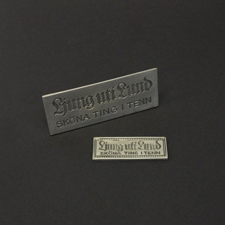 LJUNG UTI LUND. TWO SIGNS, PEWTER. Silver & Metals - Pewter, Brass ...
