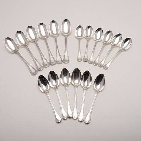 HANOVERIAN MILITARY THREAD PATTERN FLATWARE. Silver & Metals - Silver ...