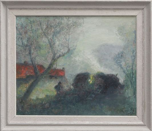 DAVID JETTE. OLJA på pannå, signerad, 1946. Konst - Måleri - Auctionet