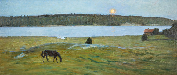 RICHARD BERGH (1858 -1919). "Sommarnatt vid Ösbyholm i Uppland ...