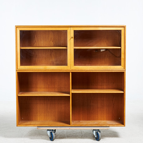 ALF SVENSSON. MODULES, 2 dlr, veneered in oak, glass part and module ...