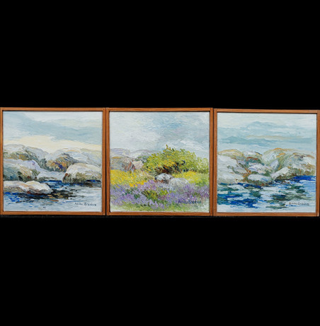 ANITA ERSÉUS. Landskapsvyer, 3 st, 1993-95. Olja på duk, signerade ...