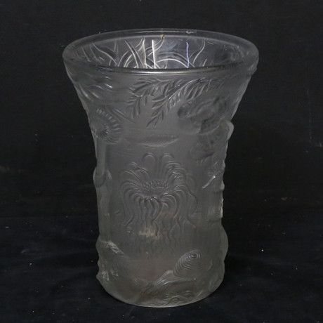 JOSEF INWALD. Vase, glass, Marine Life, Barolac, Czechoslovakia. Glass ...