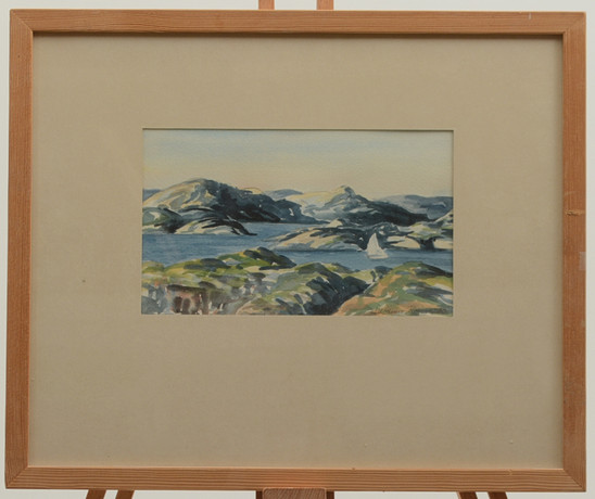 SUSANNE RONGE. Coastal landscape. Watercolor. Art - Paintings - Auctionet