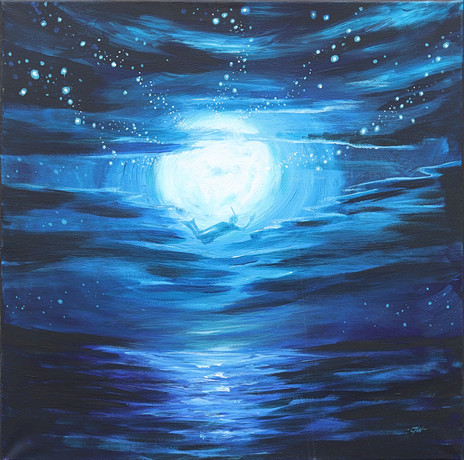 JONAS WIDÉN (1978-). The diver, acrylic on canvas, monogram signed. Art ...