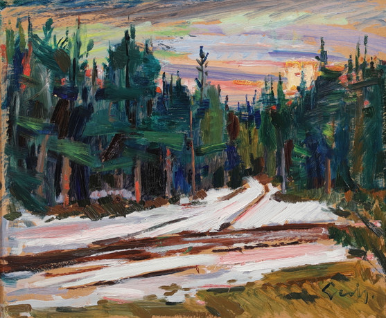 GERHARD LUNDBERG. Vårskog, olja på pannå, signerad. Konst - Måleri ...