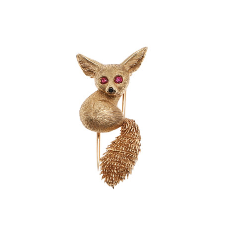 AN 18CT GOLD FENNEC FOX BROOCH BY CARTIER. Jewellery & Gemstones ...