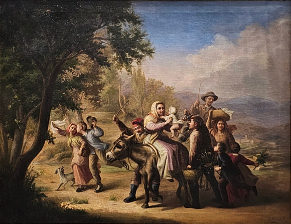 ANDREA GASTALDI (1826-1889). OIL ON CANVAS. FIGURES ON THE ROAD. SIGNED ...