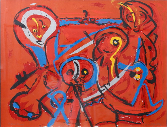 HERBERT GENTRY. Figure composition, Color lithography, signed and ...